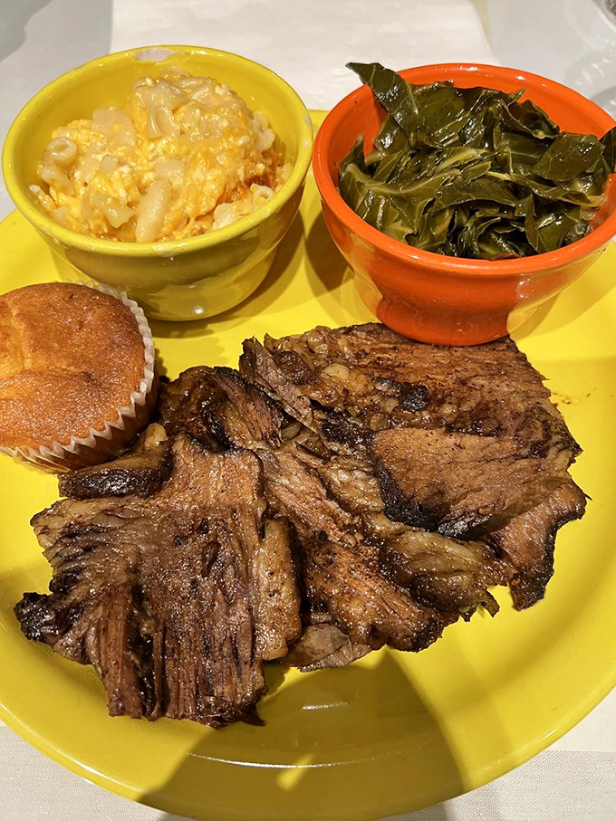 Brisket that doesn't just fall apart&mdash;it surrenders completely, flanked by mac and cheese that's achieved the perfect cheese-to-noodle ratio.