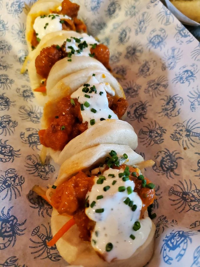 Buffalo crawfish steam buns prove that culinary innovation isn't just coastal. These bites are what happen when New Orleans and Asia have a delicious conversation.