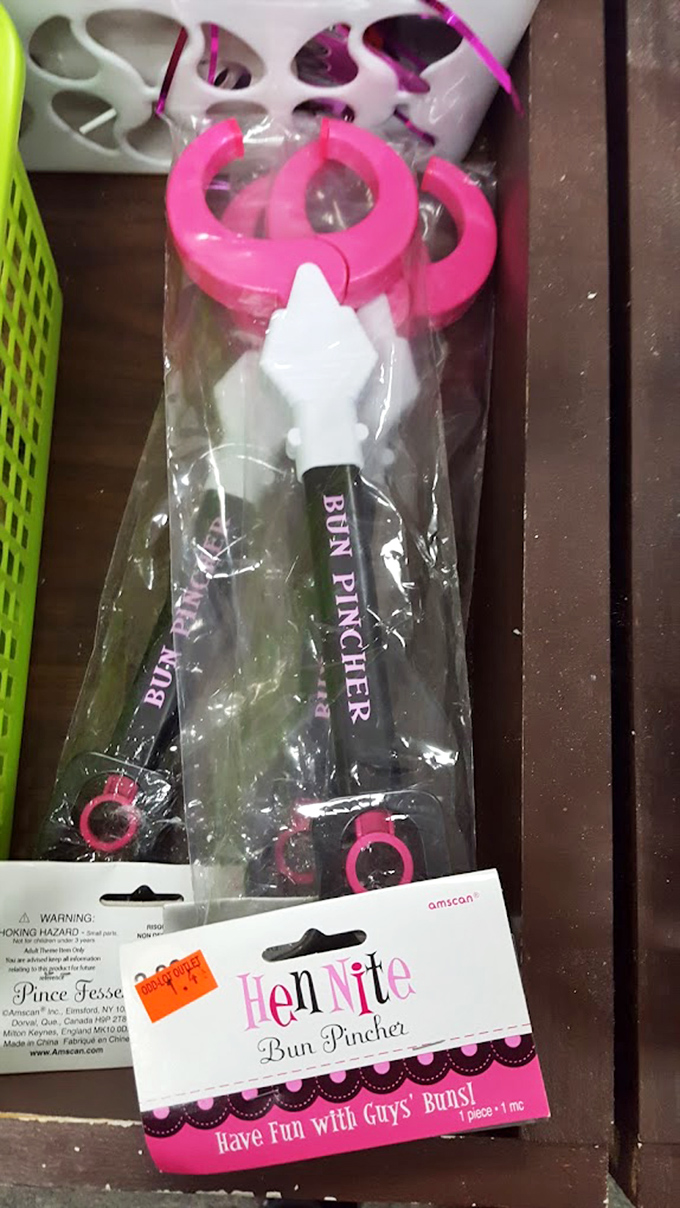 The "Bun Pincher"—proof that Odd-Lot's novelty selection ranges from family-friendly to "maybe hide this when Grandma visits."