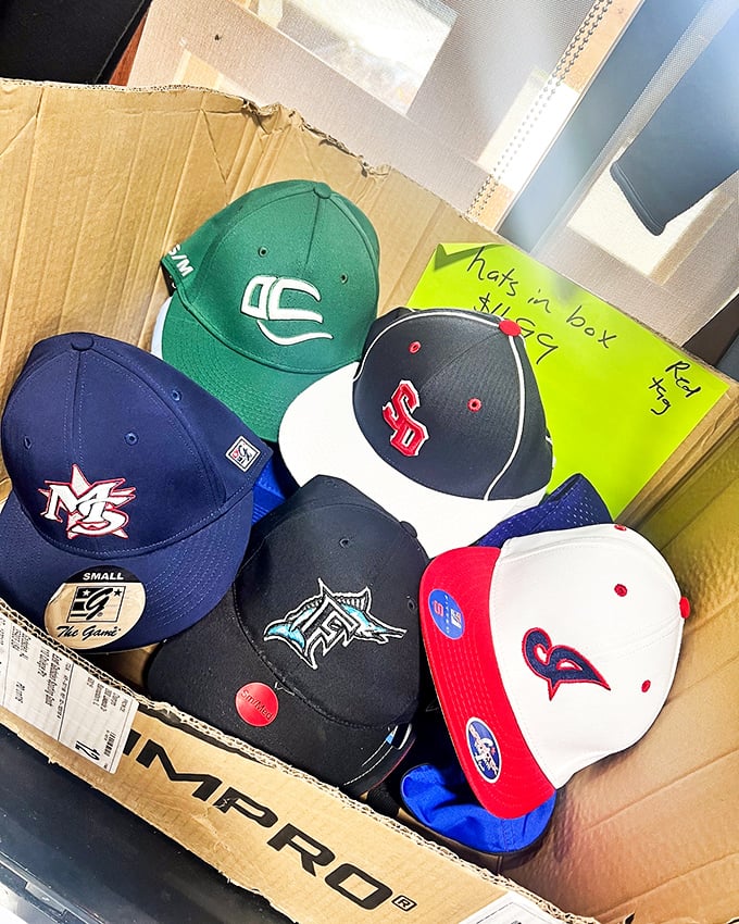 Baseball cap heaven for sports enthusiasts. Whether you're team Marlins or Red Sox, there's a pre-loved lid waiting for its next superfan.