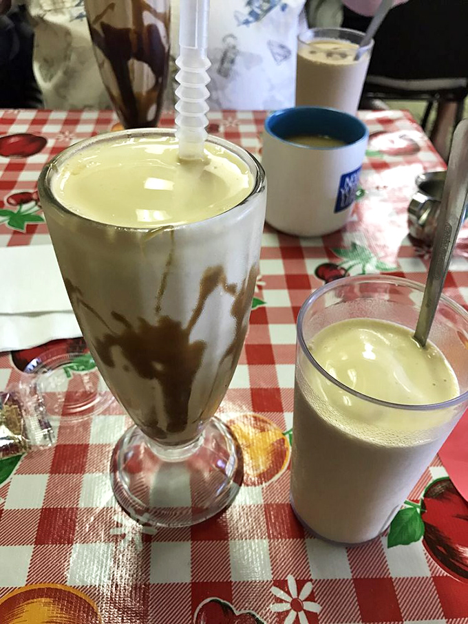 That caramel malt isn't just a drink, it's dessert with a straw. Paired with a vanilla shake, it's the kind of breakfast "side" that your doctor doesn't need to know about.