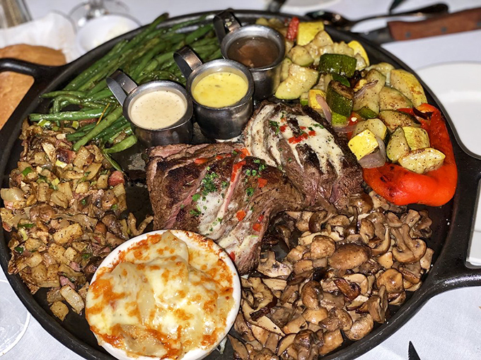 The Chateaubriand arrives with an entourage of vegetables and sauces, like a culinary celebrity surrounded by its talented backup dancers.