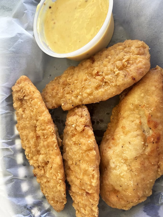 Chicken tenders that put fast food versions to shame&mdash;crispy, substantial, and clearly made by someone who respects both chicken and customers.