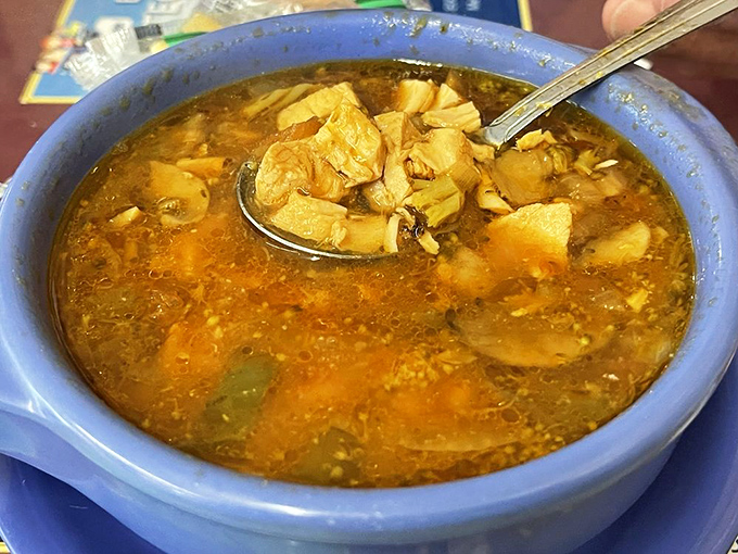 A bowl of chicken vegetable soup that whispers, "Everything's going to be okay." Chunky, hearty, and honest&mdash;like advice from your favorite uncle.
