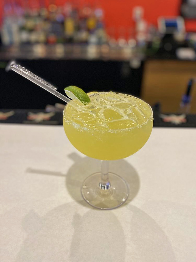 A perfectly balanced margarita with a salted rim&mdash;because after wrestling with crab legs, you've earned a proper drink.