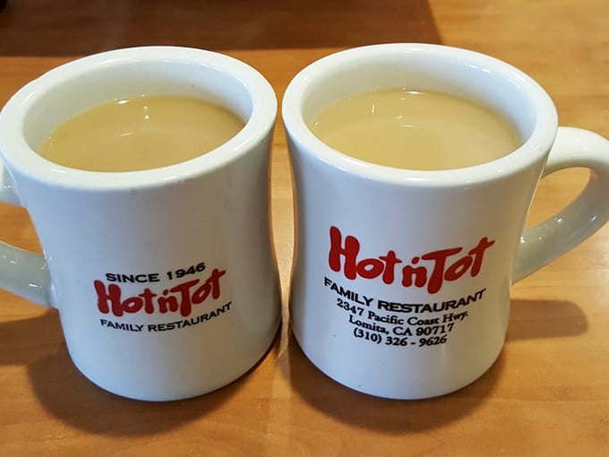 Two mugs of possibility. In a world of complicated coffee orders, Hot N Tot reminds us that sometimes simple diner brew hits the spot perfectly.