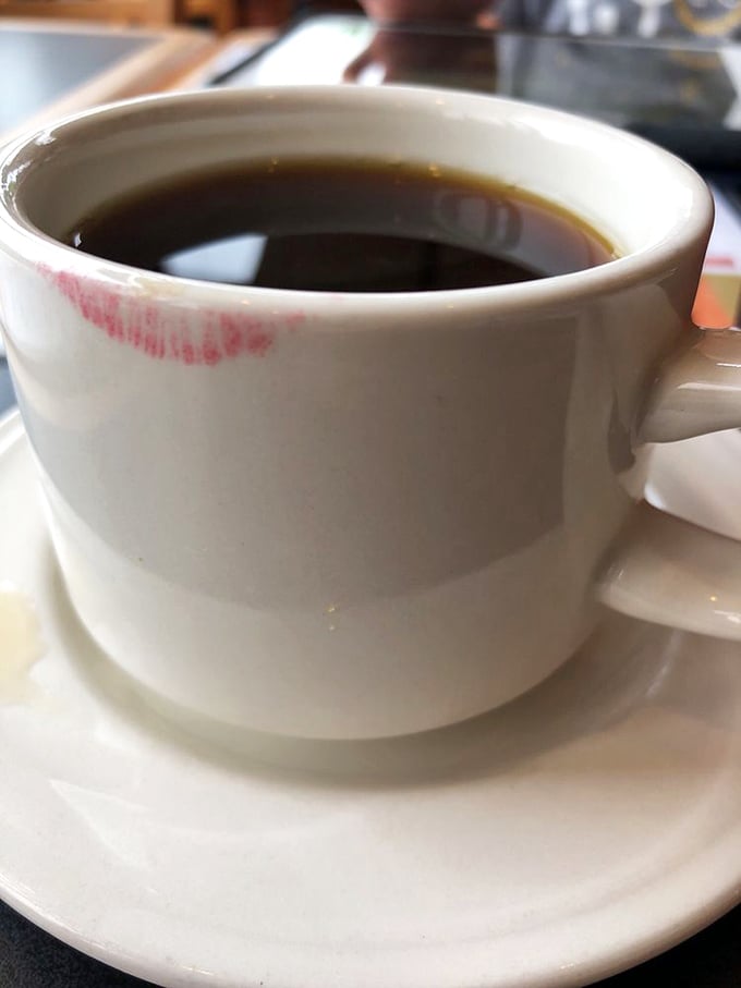 Even their coffee comes with lipstick-marked approval. In a world of fancy coffee contraptions, sometimes a simple, honest cup hits the spot.