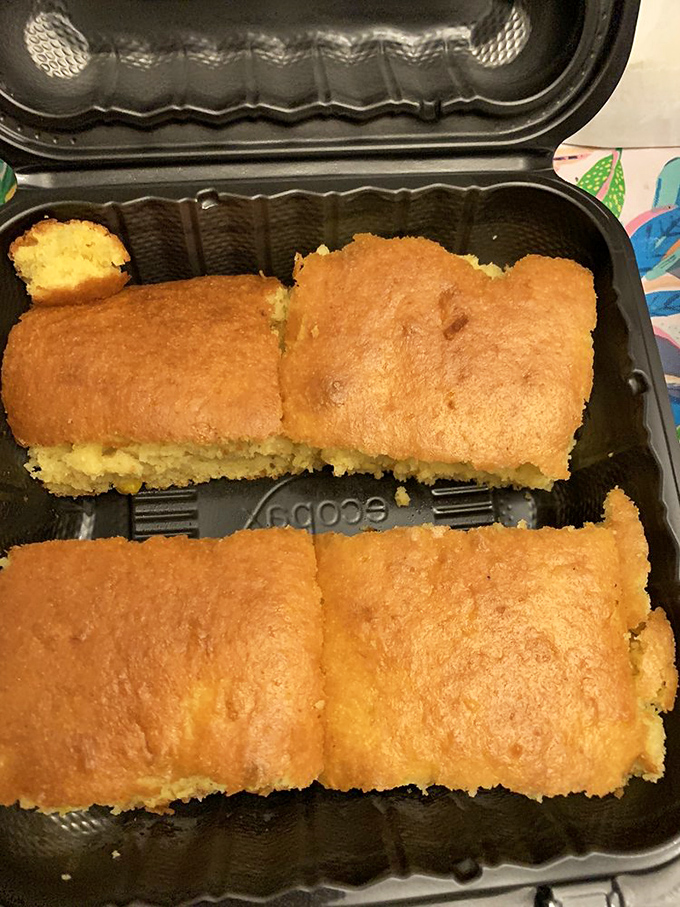 Golden cornbread squares that strike the perfect balance between sweet and savory &ndash; the barbecue equivalent of finding a twenty in your winter coat.