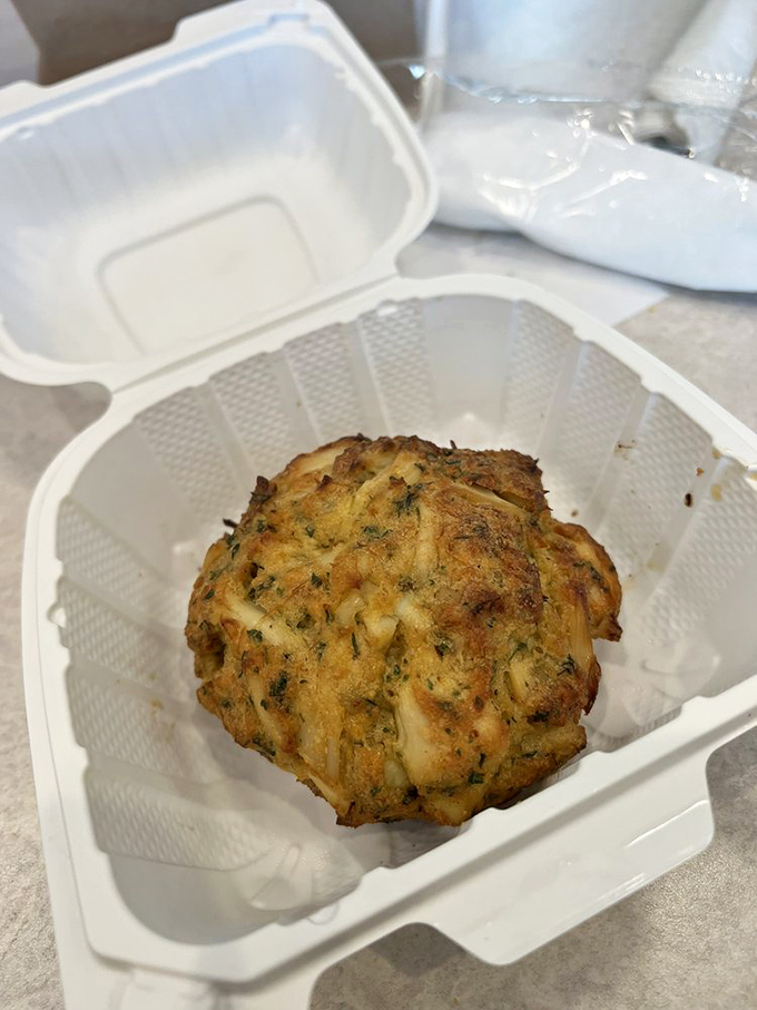 Crab cake perfection that would make the Chesapeake proud. Golden, lumpy, and minimal filler&mdash;the Maryland way of saying "we respect the crab."