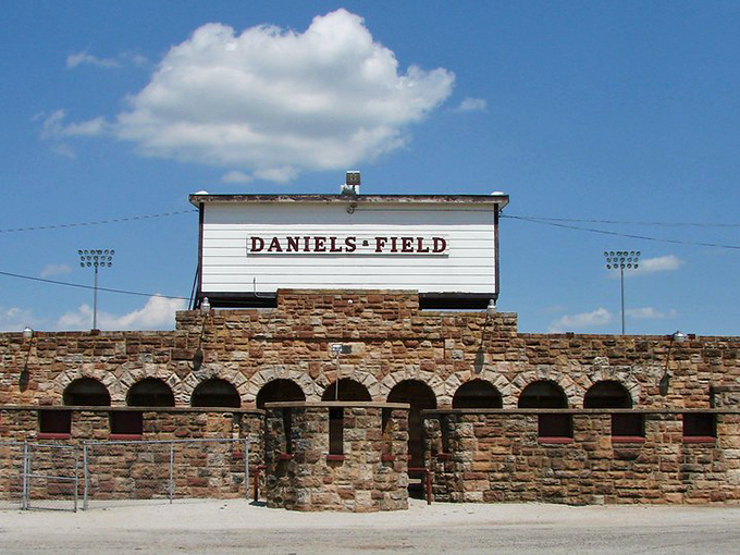 Daniels Field's stone entrance looks like it belongs in a baseball movie's final scene&mdash;where small-town dreams and Friday night lights create magic.