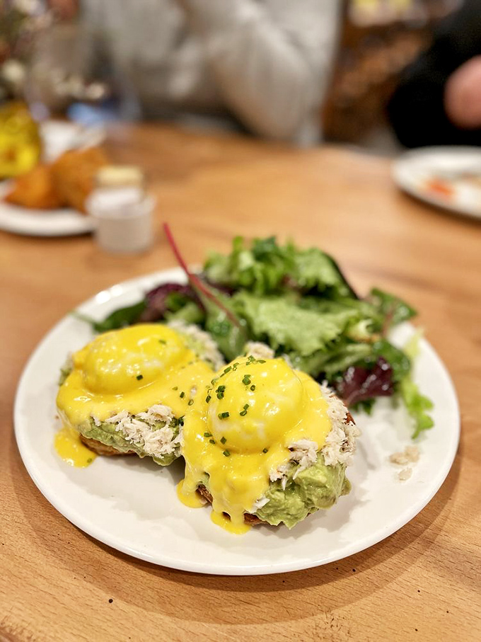 Benedict reimagined: Crab and avocado eggs Benedict that makes you wonder why anyone would settle for the original version.