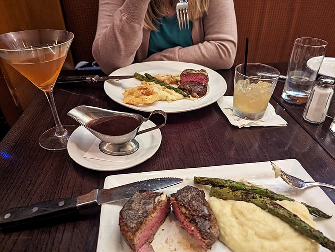 Two perfectly cooked filets with asparagus spears standing at attention &ndash; a plate that says "special occasion" without having to shout it.