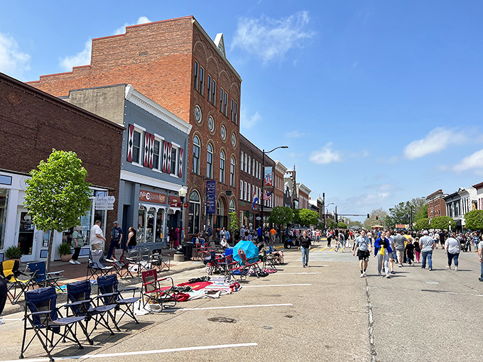 Franklin Street comes alive during festivals, when lawn chairs become front-row seats to the most delightful slice of Netherlands this side of the Atlantic.