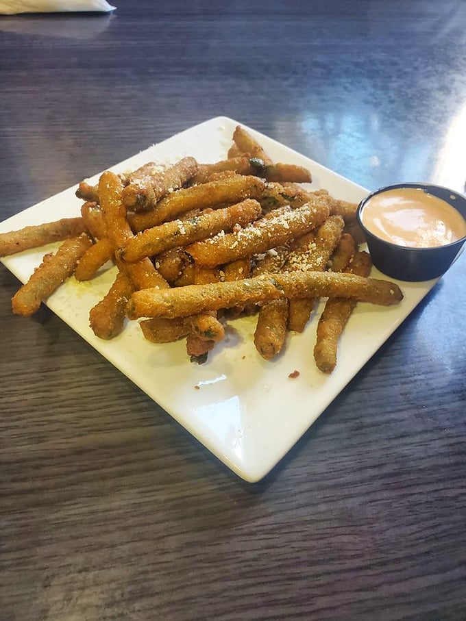 Green beans get the VIP treatment here. Crispy, golden, and served with dipping sauce&mdash;vegetables have never felt so indulgent.