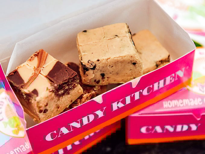 Fudge so perfectly boxed it deserves its own museum exhibit titled "Temporary Art: Gone by Dessert."