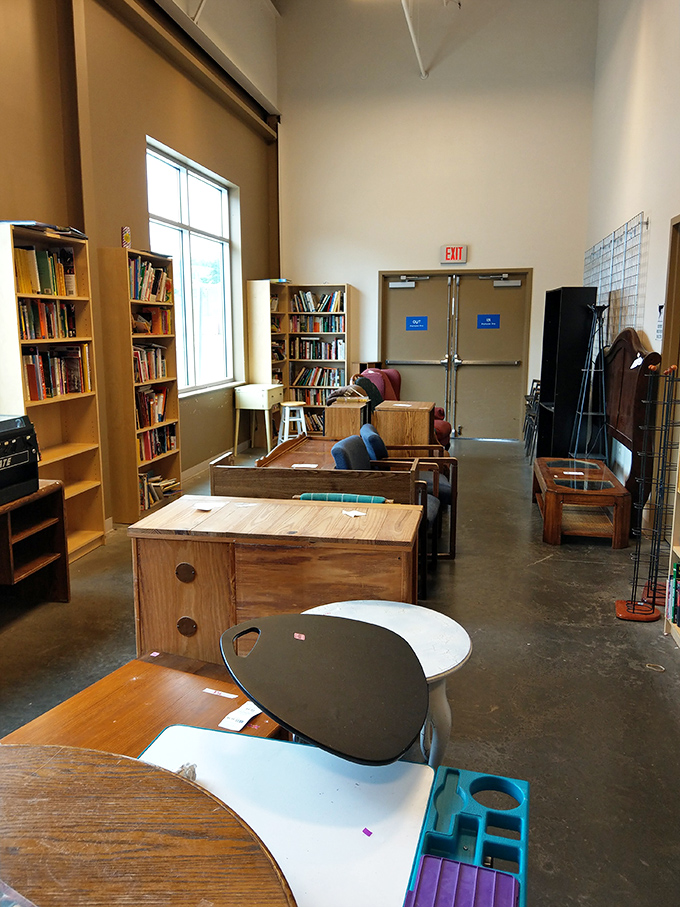 The furniture section doubles as an impromptu showroom of decades past. That mid-century desk might just be your home office's missing piece!