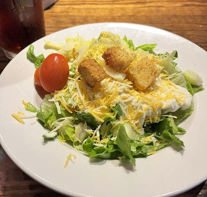 A garden salad that doesn't feel like punishment. Fresh, colorful, and just enough cheese to remind you that pleasure still matters.