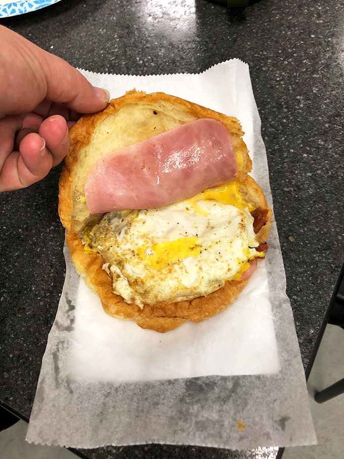 Breakfast sandwich nirvana! This ham and egg creation isn't just a meal&mdash;it's morning motivation in handheld form.