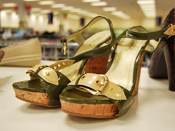 These aren't just shoes—they're conversation starters with buckles. Cork platforms and olive green leather that never saw their rightful runway.