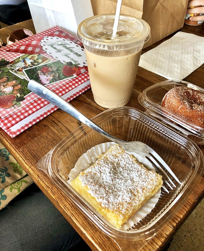 That lemon bar isn't just dessert—it's sunshine in geometric form, perfectly paired with coffee that means business.