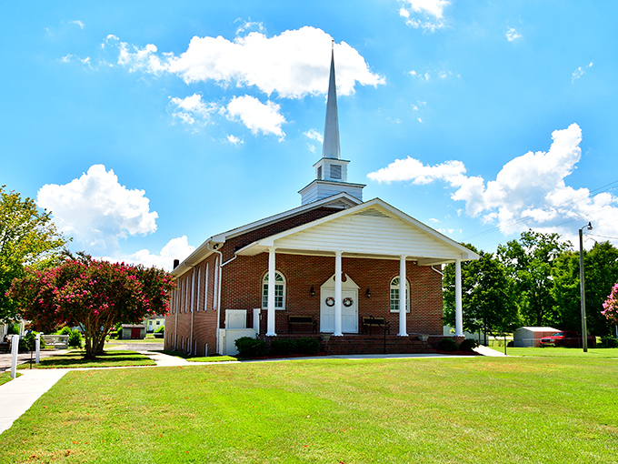 This charming country church under Carolina blue skies reminds us that faith and fellowship have deep roots in Edenton's rich soil.