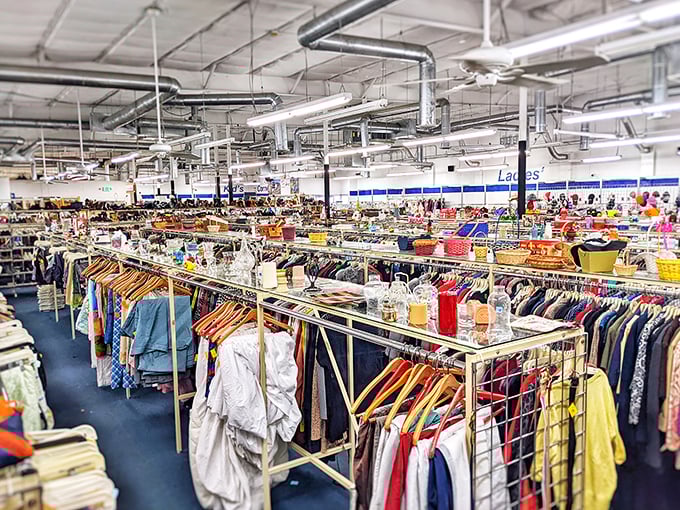 A thrifter's paradise stretching as far as the eye can see. It's like Where's Waldo meets Project Runway.