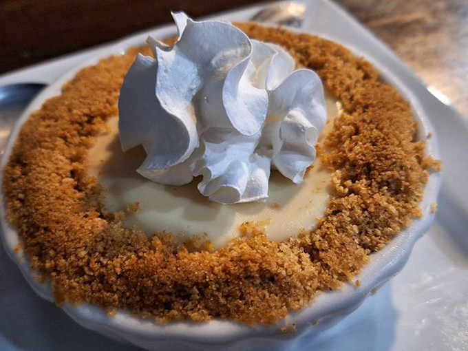 Key lime pie with a graham cracker crust and cloud of whipped cream&mdash;Florida's finest export since orange juice and retirement communities.