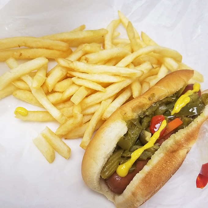The Chicago hot dog and fries&mdash;proof that paradise doesn't need truffle oil or microgreens, just mustard, relish, and respect for tradition.