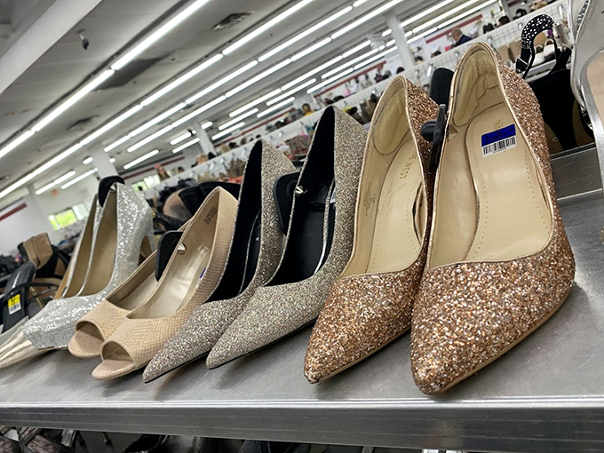 Cinderella would have saved time just shopping here. These glittering heels await their moment to transform an outfit from ordinary to extraordinary.
