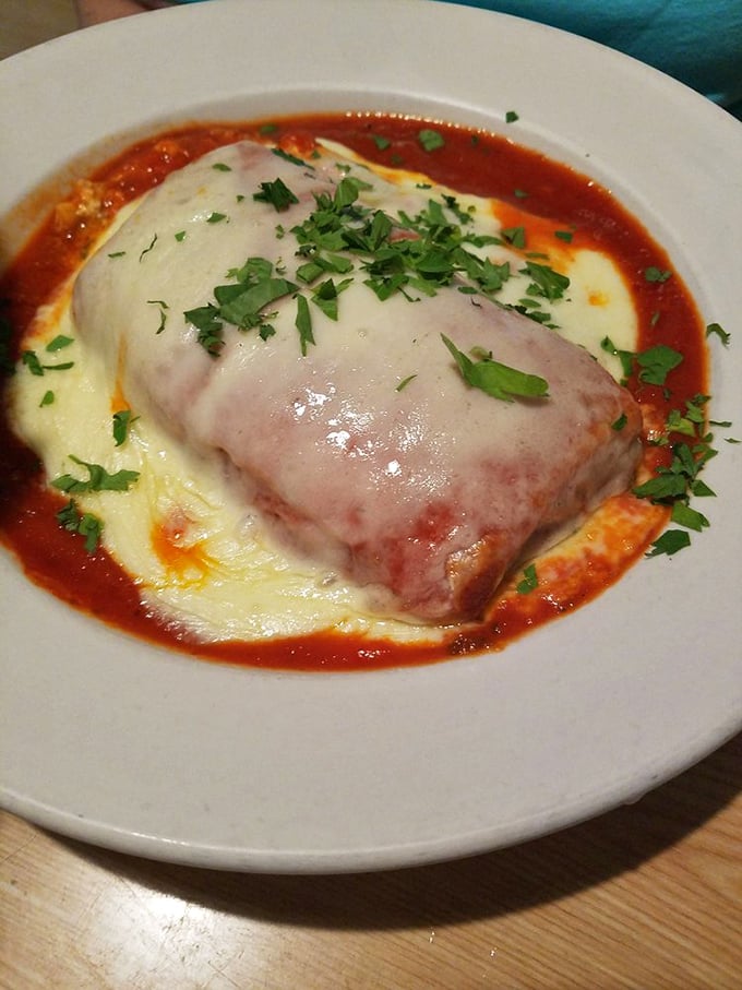 This isn't just lasagna&mdash;it's a warm hug on a plate, swimming in marinara and blanketed with melted cheese.