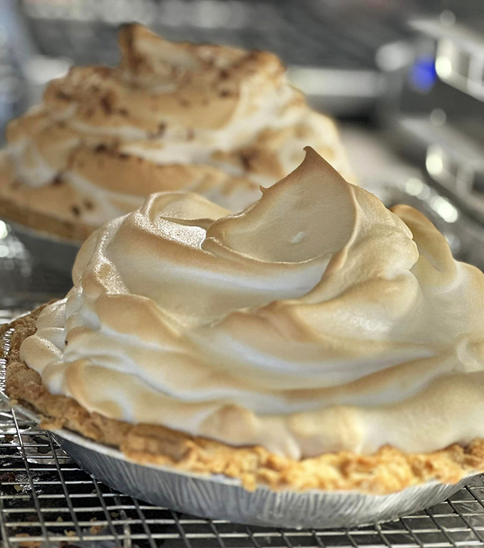 Lemon meringue pie wearing a cloud-like hat of perfectly toasted meringue&mdash;sunshine and comfort served on a plate.