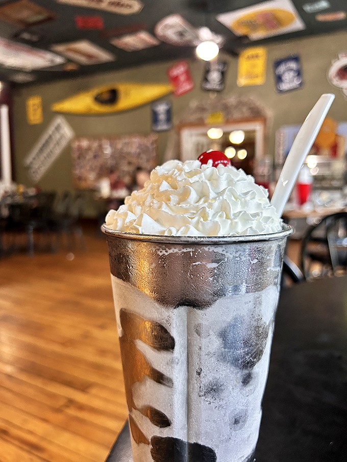 This isn't just a milkshake&mdash;it's a mountain of creamy indulgence that requires both a spoon and a strategy to conquer.
