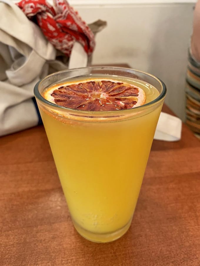 This isn't just any mimosa&mdash;it's sunshine in a glass with a blood orange halo. Breakfast's perfect sidekick for when coffee needs reinforcements.