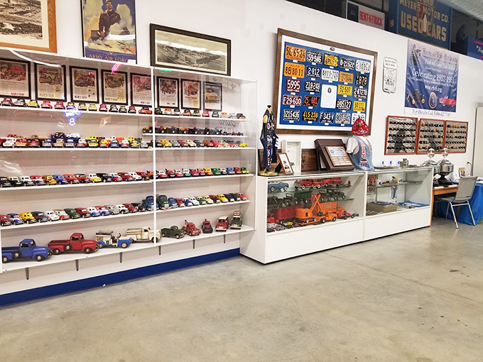 The gift shop's miniature car collection offers pocket-sized automotive dreams. Because sometimes you need to take a little history home with you.