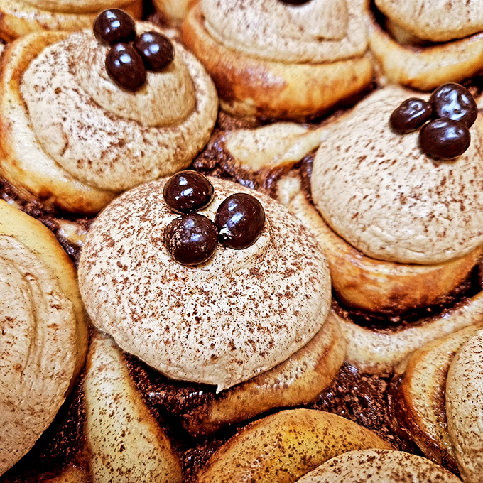 These mocha-dusted delights make you question why anyone would settle for ordinary cinnamon rolls when these caffeinated masterpieces exist.