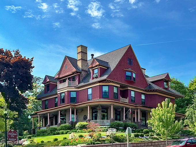 The Old Rittenhouse Inn stands as Victorian grandeur personified, where wraparound porches practically demand you sit with coffee and watch the world.