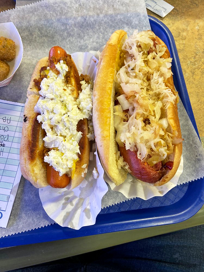 The Polish sausage with kraut brings a European flair to this all-American joint. It's like comfort food with a passport.