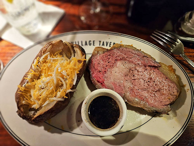 The prime rib and loaded baked potato arrive like old friends who've been working out&mdash;familiar, but impressively more substantial than you remember.