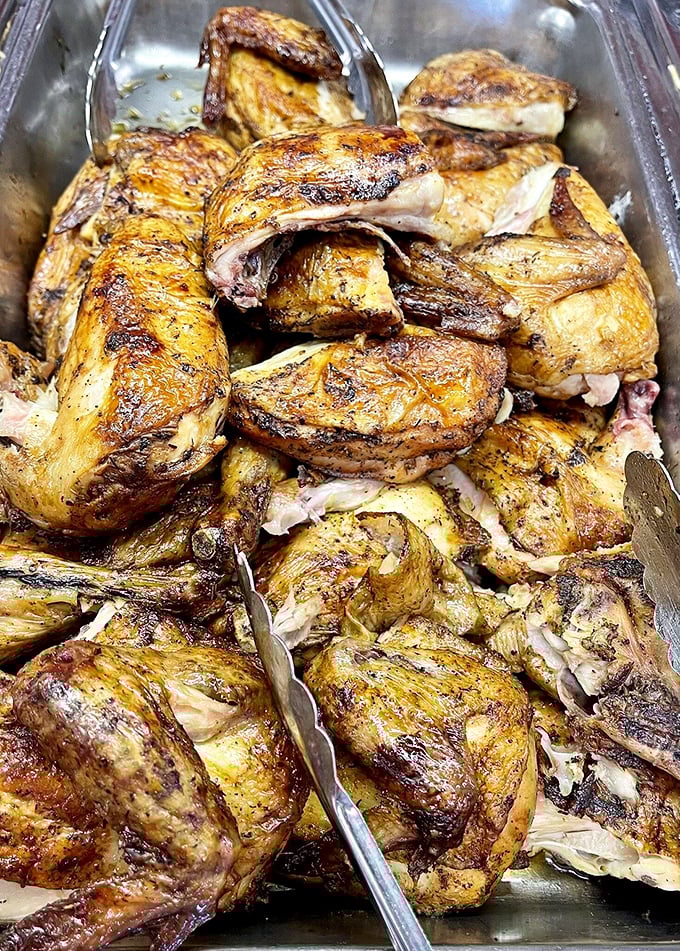 Roasted chicken that makes you wonder why you'd ever settle for rotisserie from the grocery store. These birds have been treated with respect.