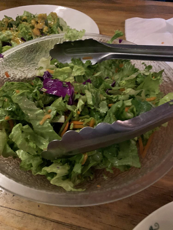 The salad might be the only green for miles around, a fresh counterpoint to the protein paradise that follows.