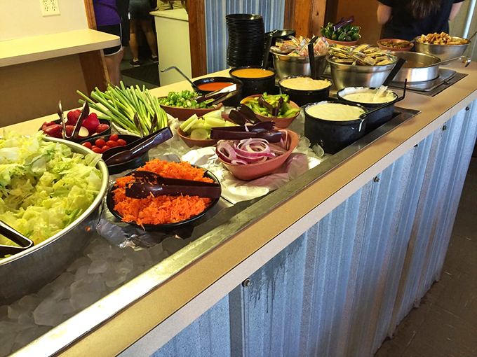 The salad bar at Ken's proves vegetables can have personality too&mdash;fresh, colorful, and abundant enough to momentarily distract you from the meat.