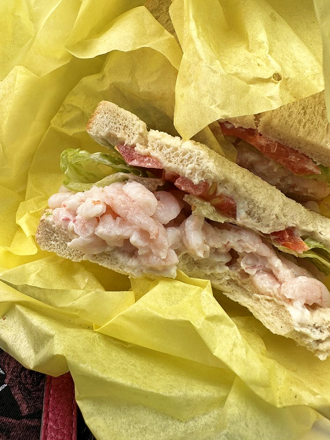 This sandwich doesn't just have shrimp&mdash;it celebrates them. Fresh, plump crustaceans nestled in bread like they've found their forever home.