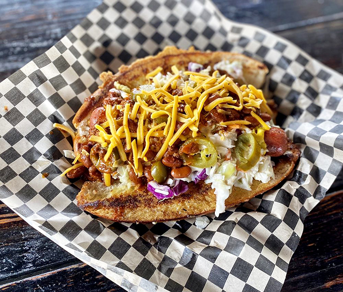 The Slaw Dog: where hot dog meets coleslaw in a marriage that would make both Southern and Midwestern grandmothers proud. 