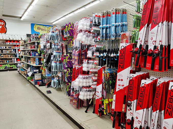 Fishing rods, camping gear, and sports equipment stand ready for adventure&mdash;priced so you can afford the trip to actually use them.