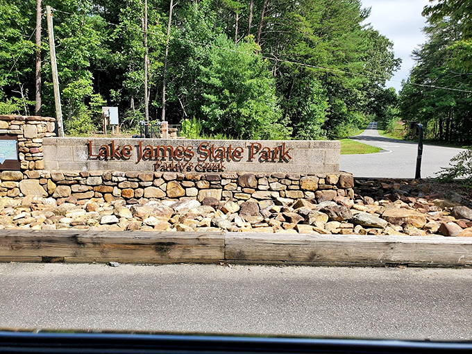 Even the entrance sign knows it's special, nestled among native stones that have witnessed centuries of Appalachian history.