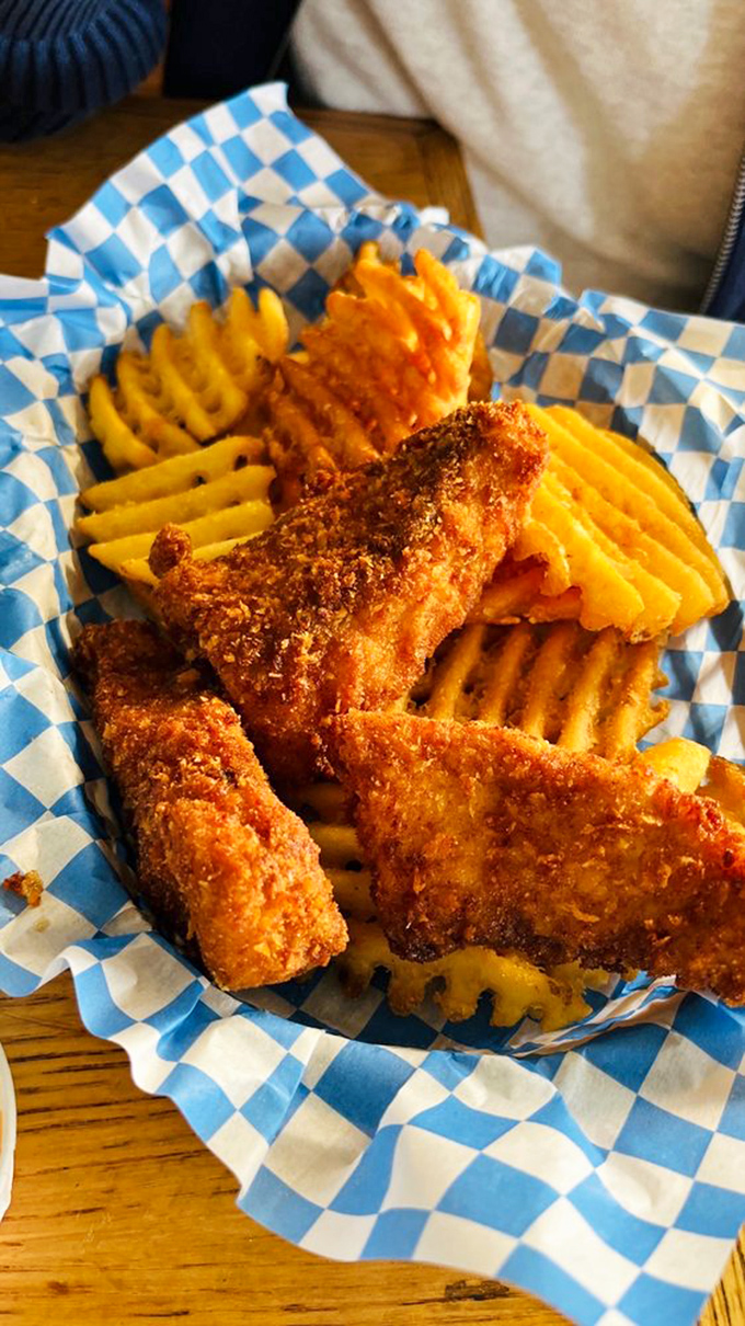 Sturgeon and chips &ndash; the aristocrat of fried fish offerings. That perfect crunch giving way to tender, flaky goodness is what dreams are made of.