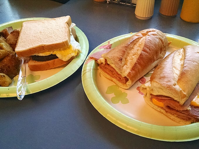 Breakfast diplomacy: one plate bringing together the sandwich faction and the sub contingent in delicious harmony.