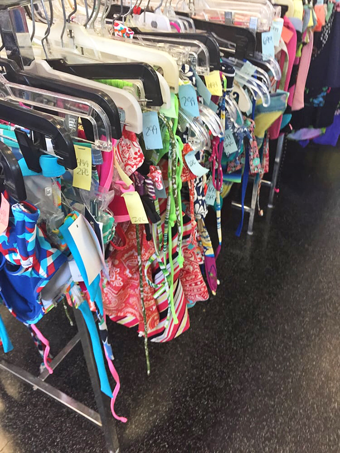 Summer dreams on hangers! These swimsuits and cover-ups are ready for their second act at the beach, many looking barely touched by saltwater.