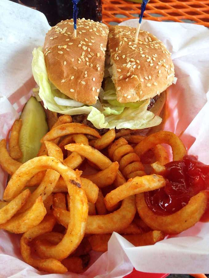 The legendary Duane Purvis burger with its secret peanut butter layer. Like Elvis's favorite sandwich reimagined for carnivores with curly fry ambitions.