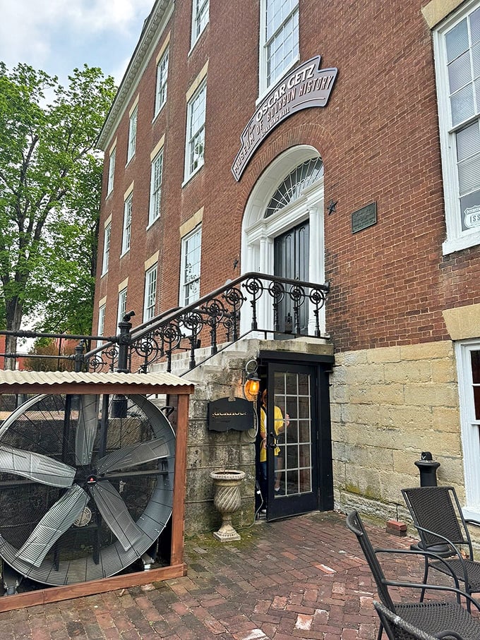 The Rickhouse Restaurant doesn't just serve food near bourbon&mdash;it embodies the spirit itself, with a historic brick facade that promises culinary adventures within.